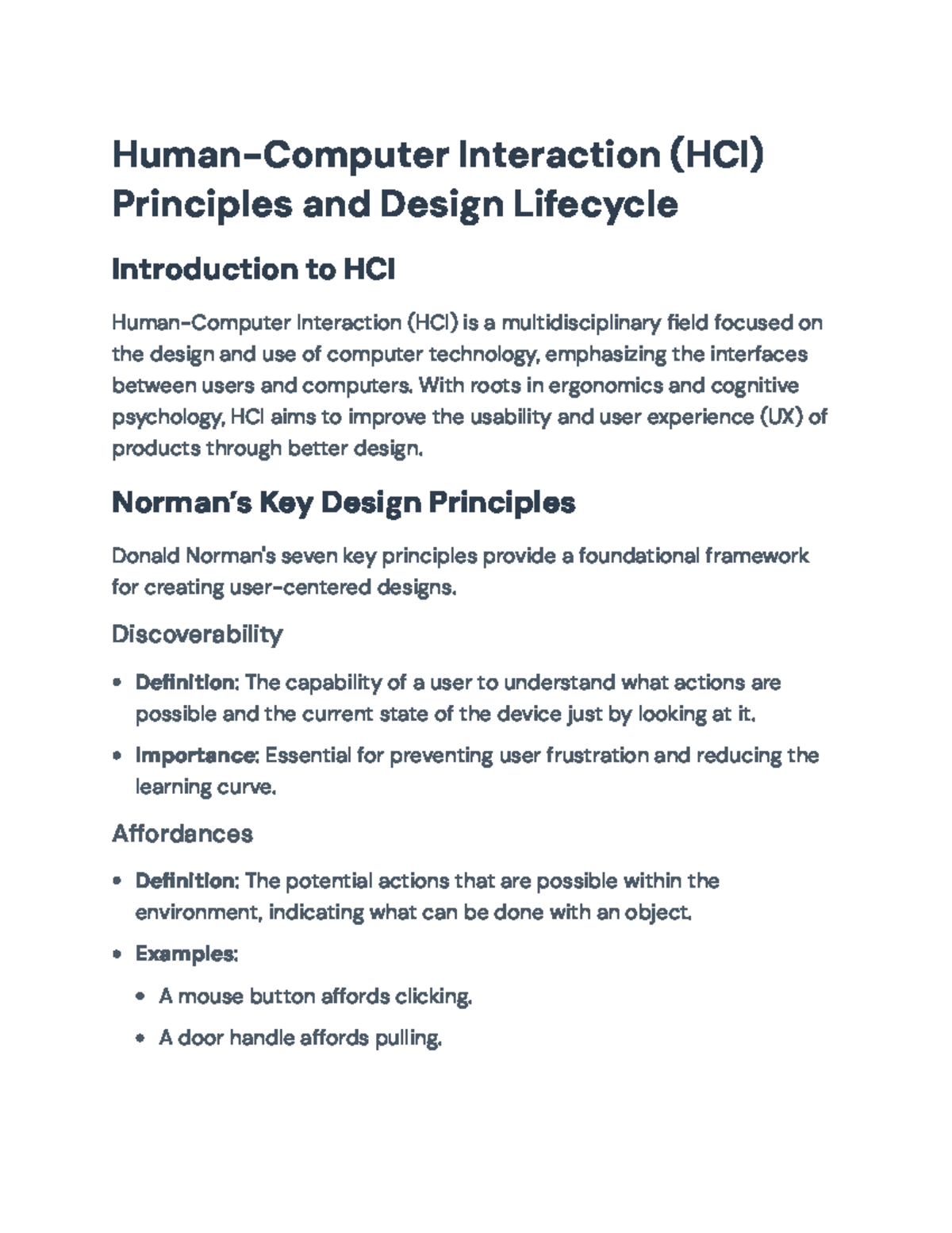 Human-Computer Interaction (HCI): Principles and Design Lifecycle ...