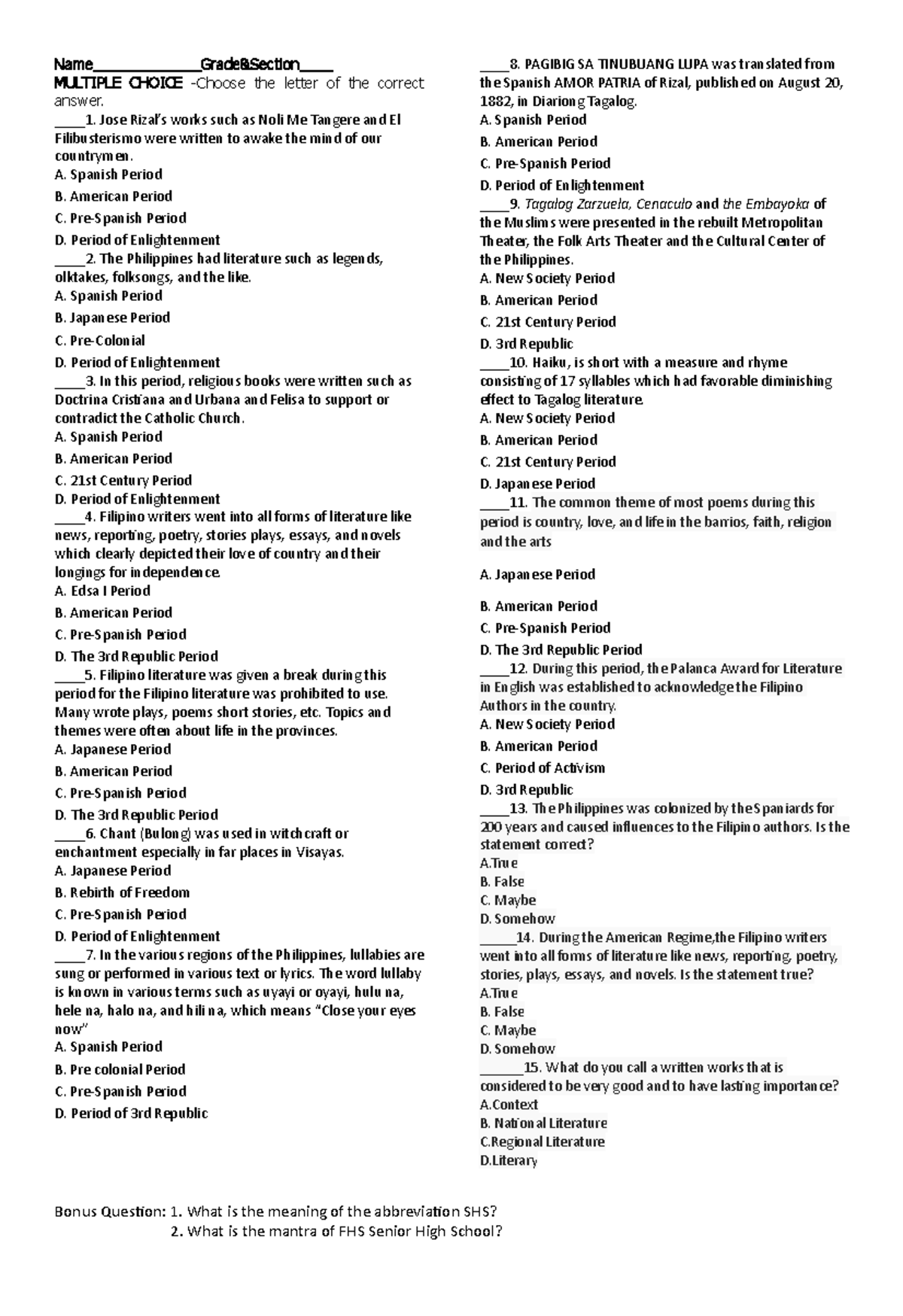 21st Century Literature Quiz 1 - Comprehensive Review - Studocu