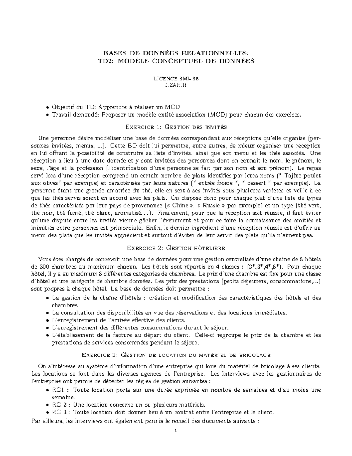 TD-2 MCD: Modèle Conceptuel de Données et Exercices Associés - Studocu