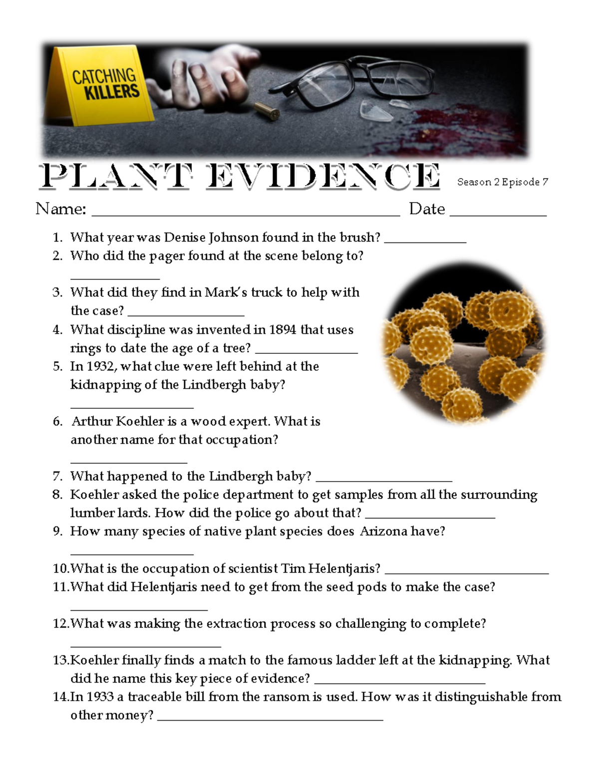 Catching Killers Plant Evidence HW 1 Period 2 - Season 2 Episode 7 Name ...