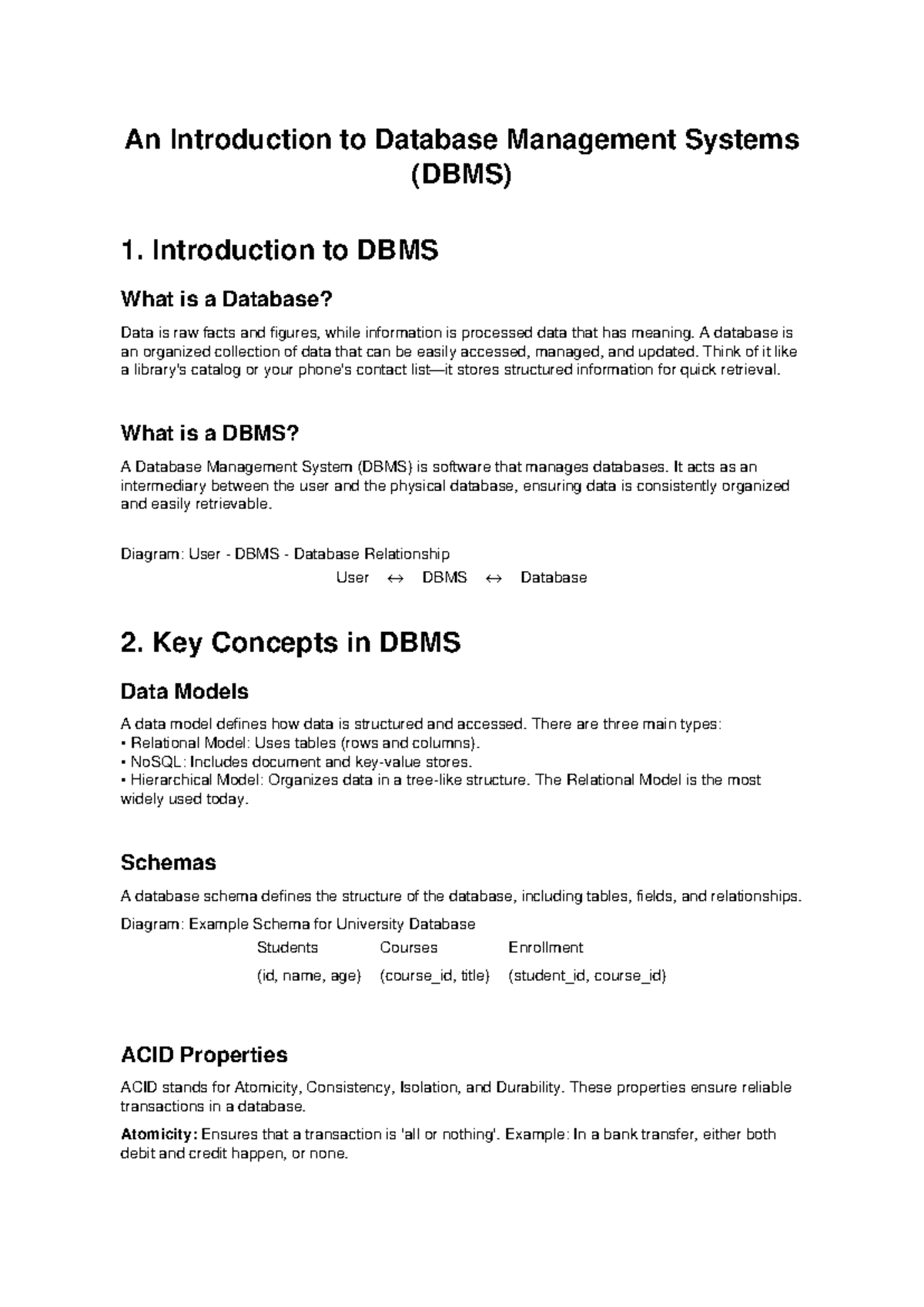 DBMS 101: Introduction to Database Management Systems - Studocu