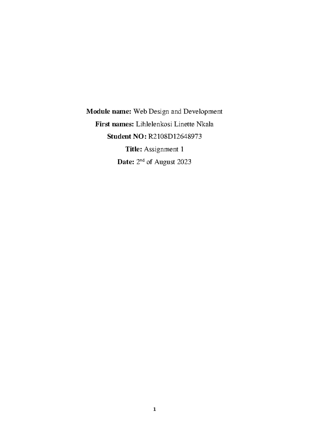 Assignment 1: Web Design and Development Overview and Insights - Studocu