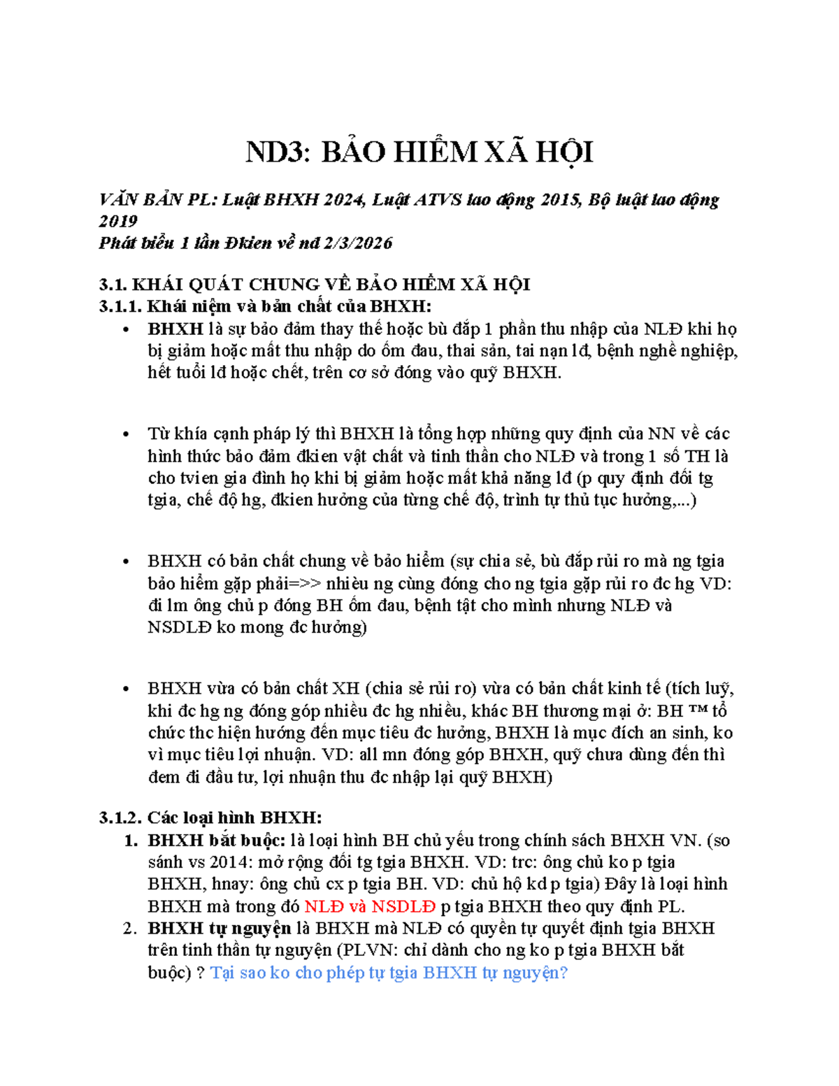 ND3: Đề Cương An Sinh Xã Hội - Luật BHXH 2024 và ATVS Lao Động 2015 ...
