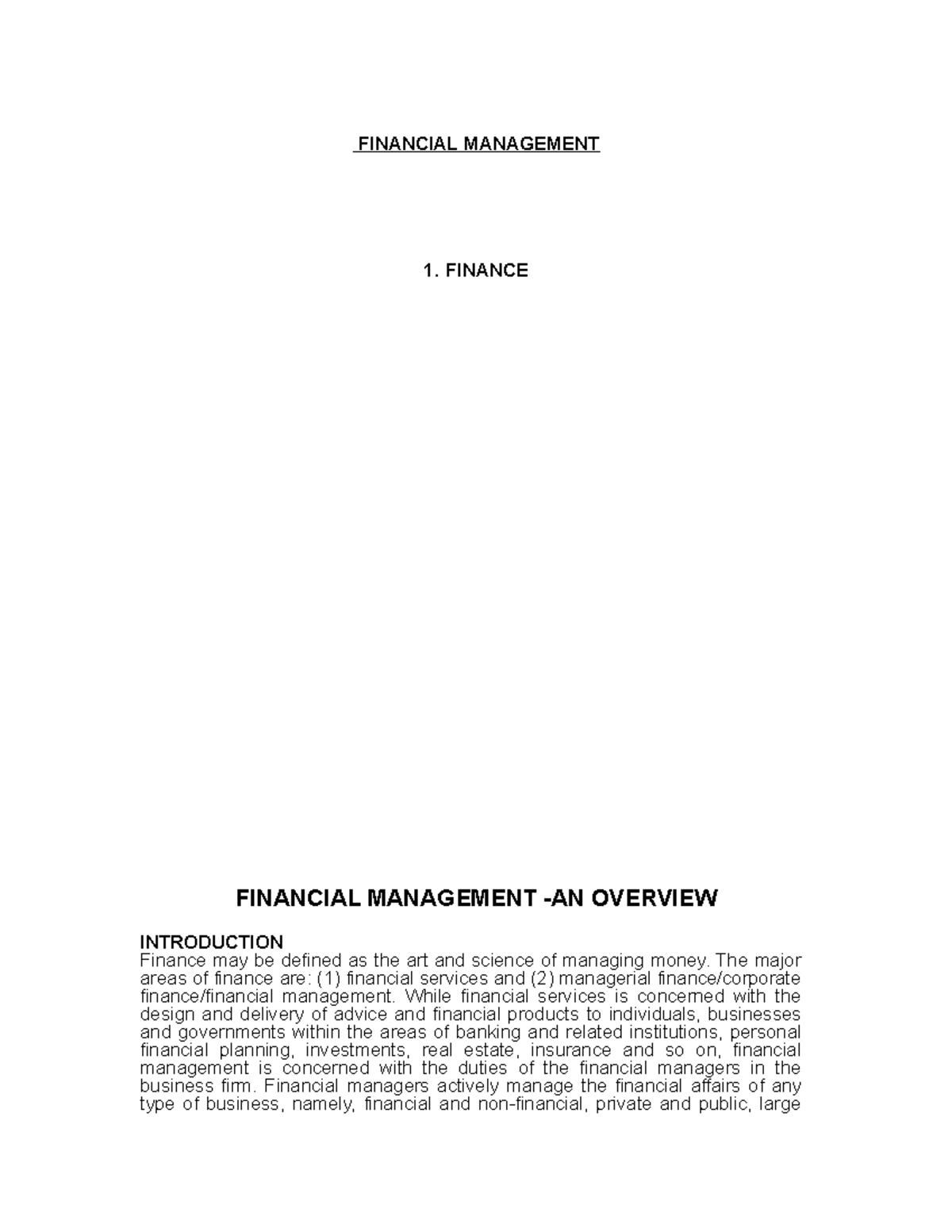 Financial Management BOOK - FINANCIAL MANAGEMENT 1. FINANCE FINANCIAL ...