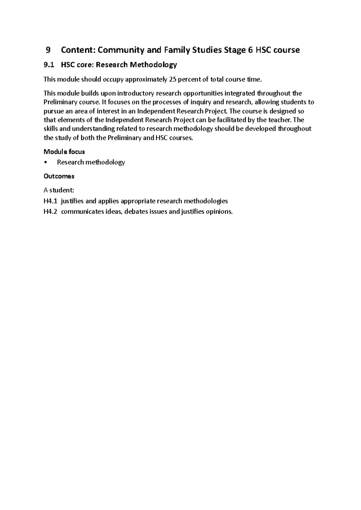 CAFS HSC Research Methodology Notes: Community & Family Studies - Studocu
