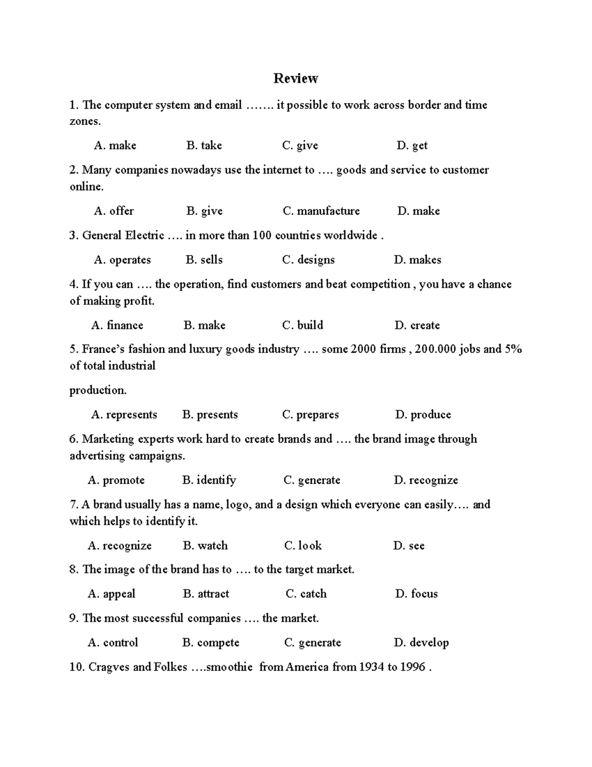 Review TACB2 2 - Vocabulary and Grammar Exercises - Studocu