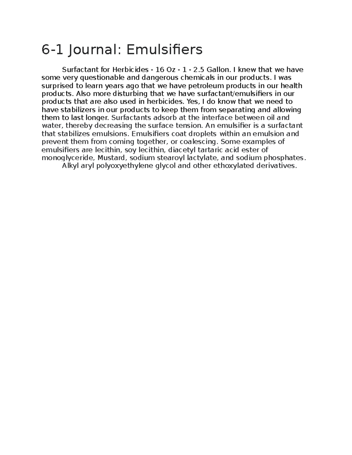6-1 Journal Chem - DFGHJKL - 6-1 Journal: Emulsifiers Surfactant for ...