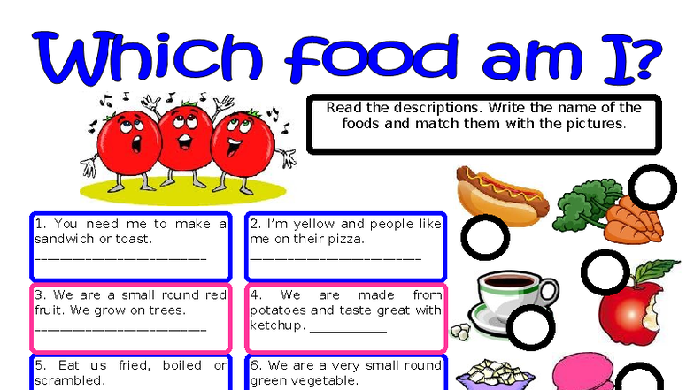 Which Food Am I? Vocabulary Practice & Matching Activity 88756 - Studocu