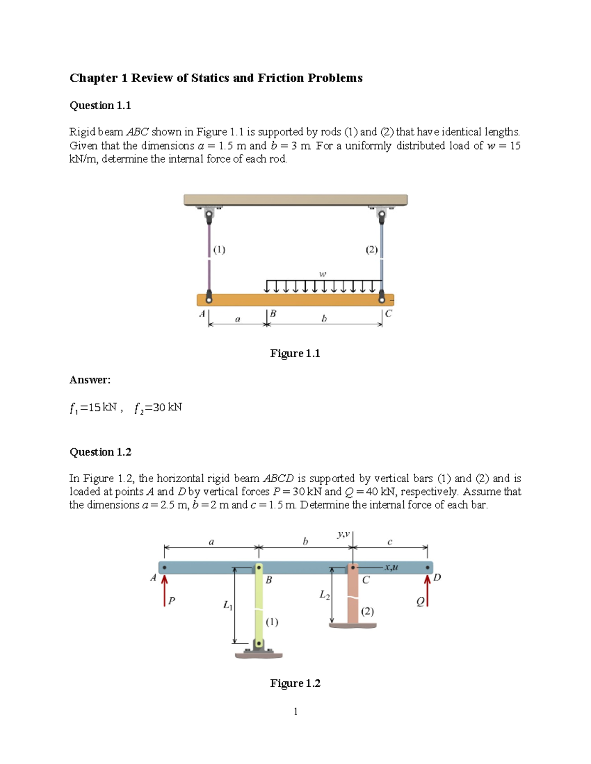 Chapter 1 Exercises - Statics & Friction Problems Review - Studocu