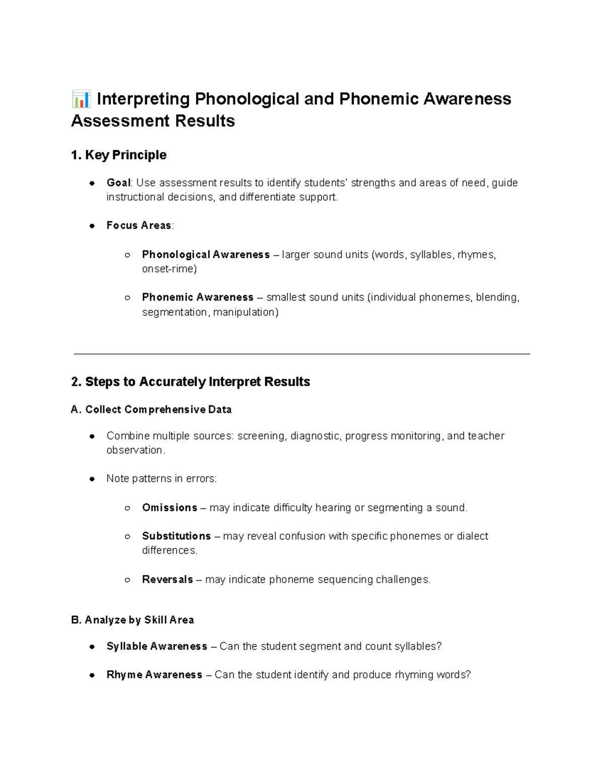 Interpreting Phonological & Phonemic Awareness Assessment Results - Studocu