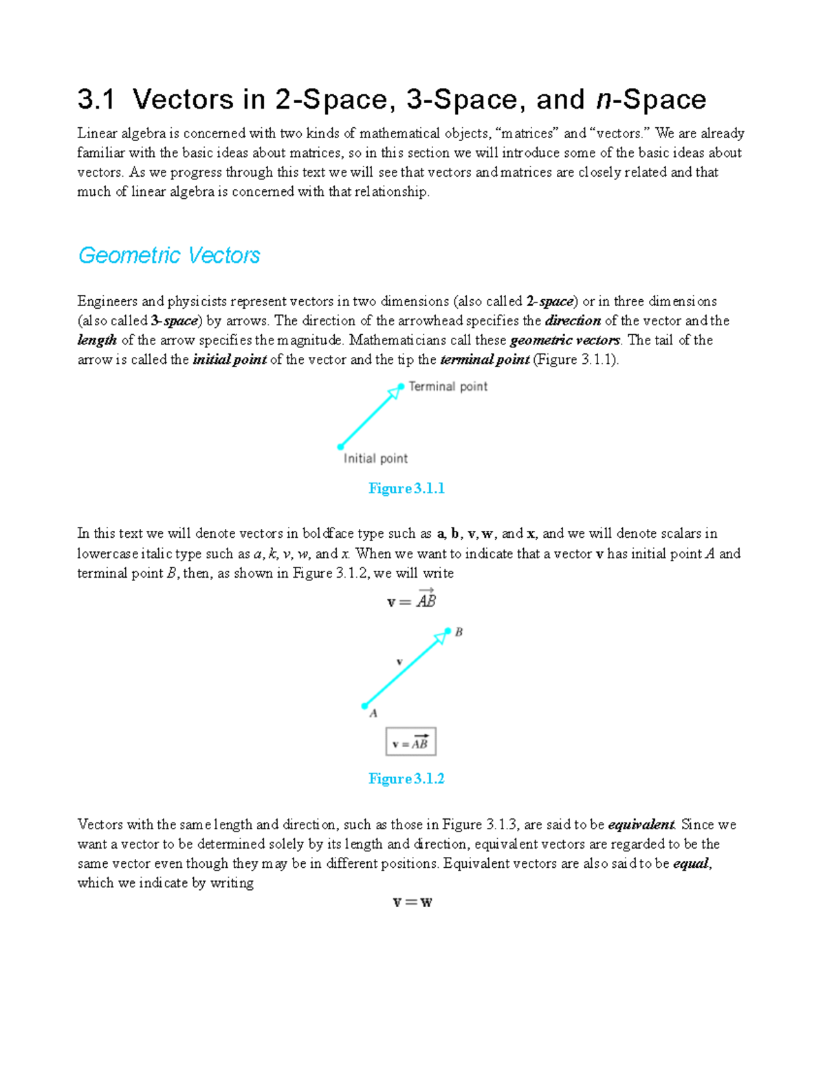 Vectors in 2-Space, 3-Space, and n-Space: Linear Algebra Overview - Studocu