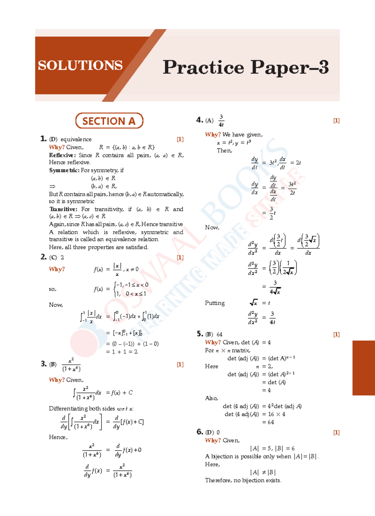 Mathematics Practice Solutions for Sample Question Paper 430PP-3 - Studocu