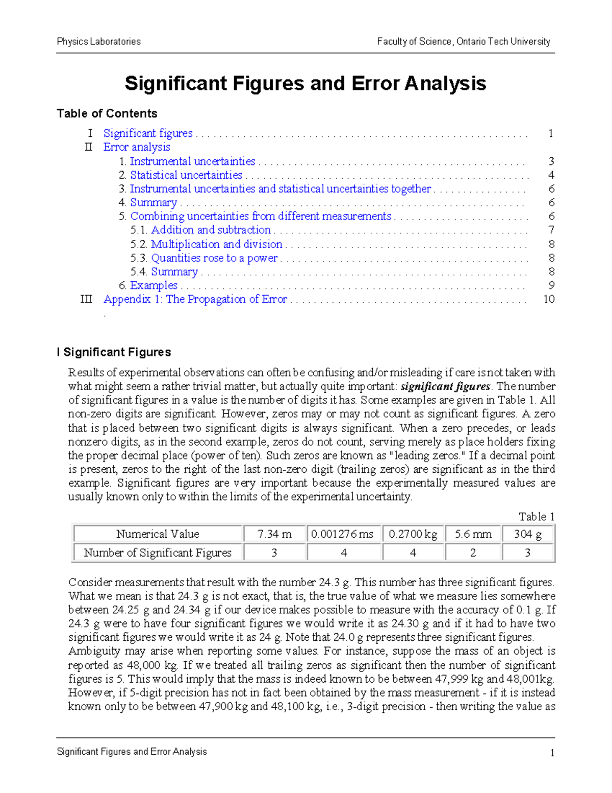 Sign Fig & Errors - sig figs and error calc and summaries - Significant ...