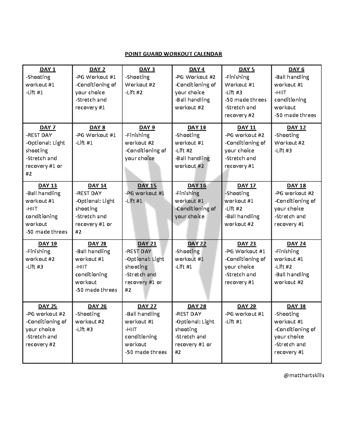 90 Day Basketball Workout Plan (PG) - Matt Hart - Studocu