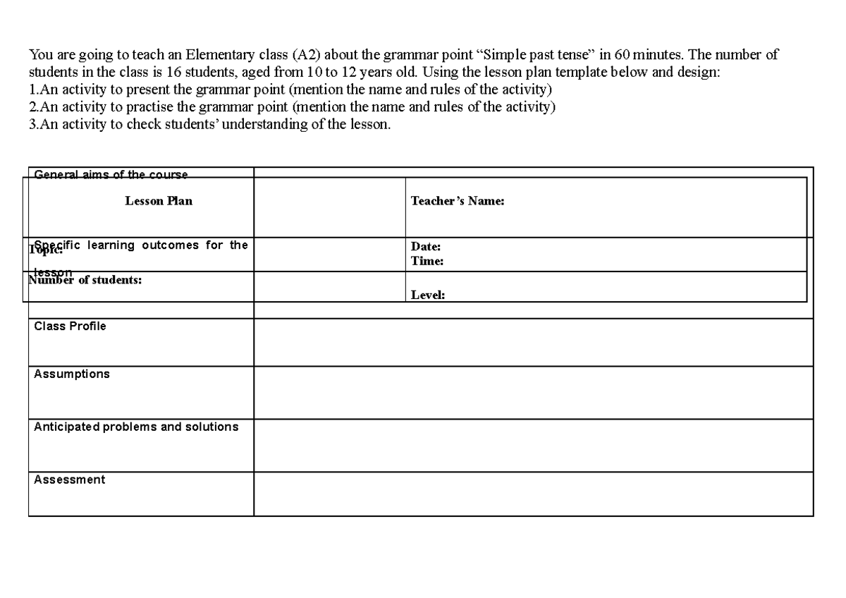 Assignment - Chapter 4 - vhvh - You are going to teach an Elementary ...