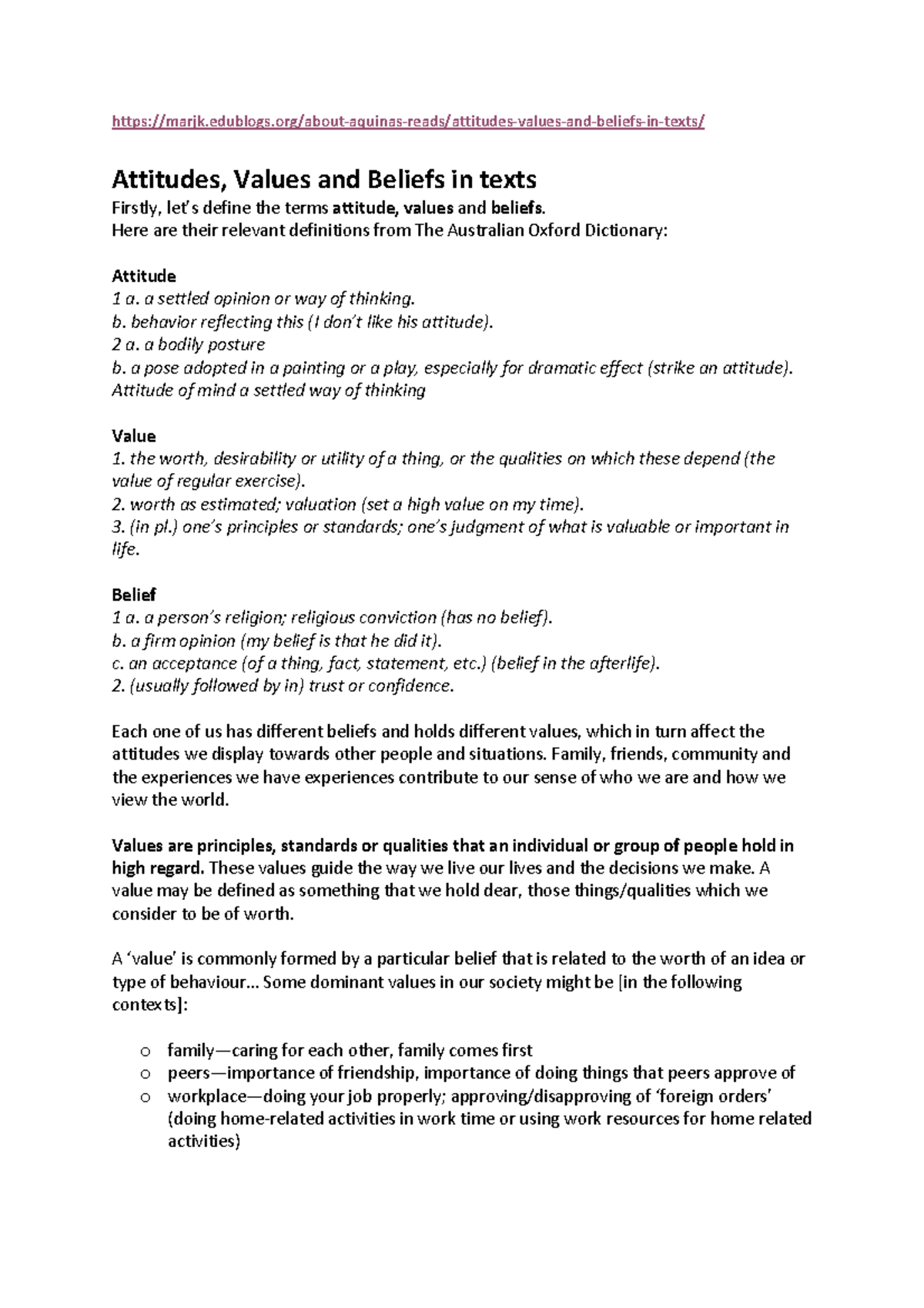 Attitudes, Values & Beliefs: Understanding Their Impact in Texts - Studocu