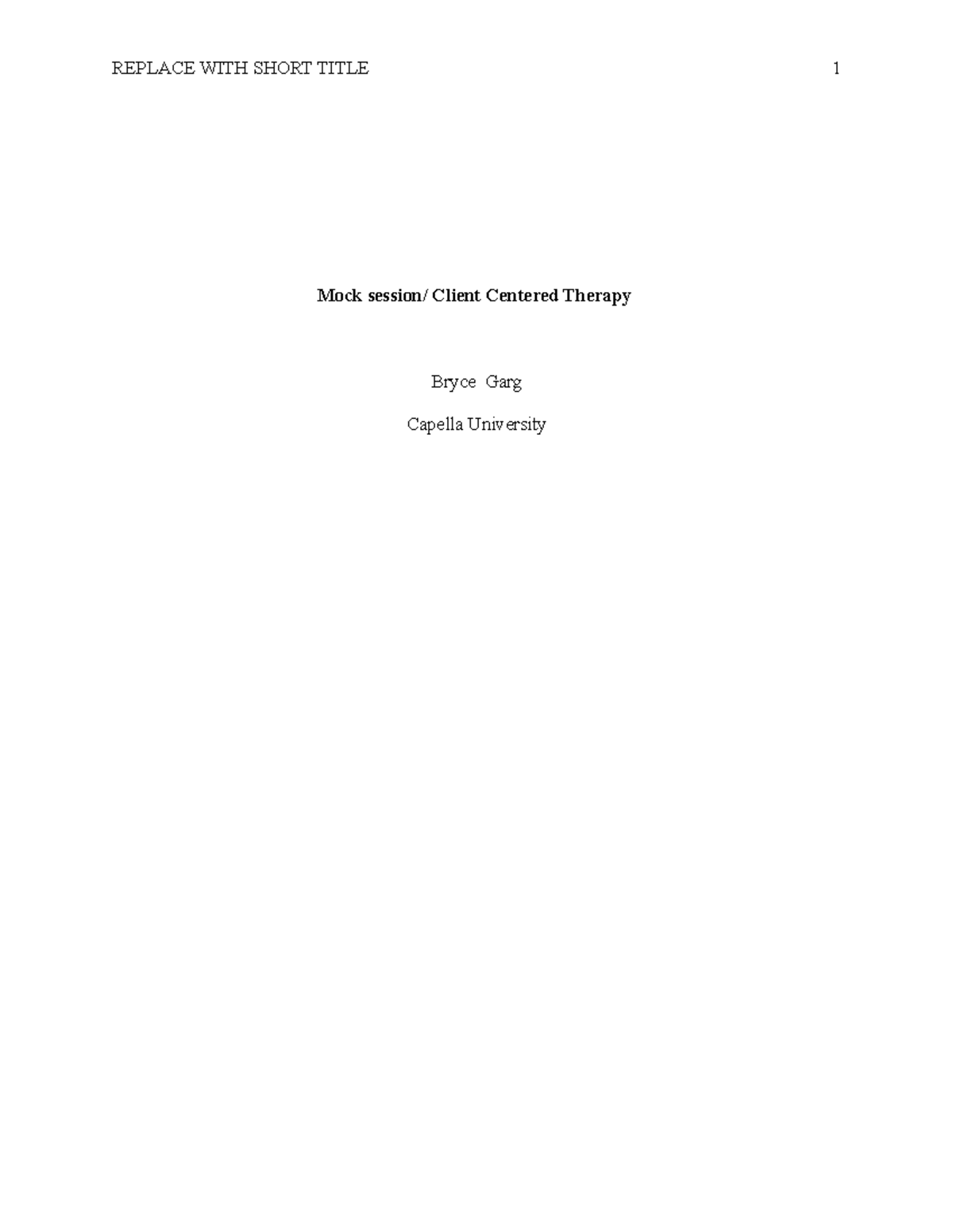 Week 3 - Mock Session Analysis in Client Centered Therapy - Studocu