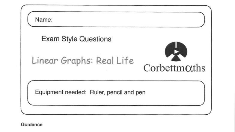 Real Life Linear Graphs Practice Questions & Answers (Corbettmaths ...