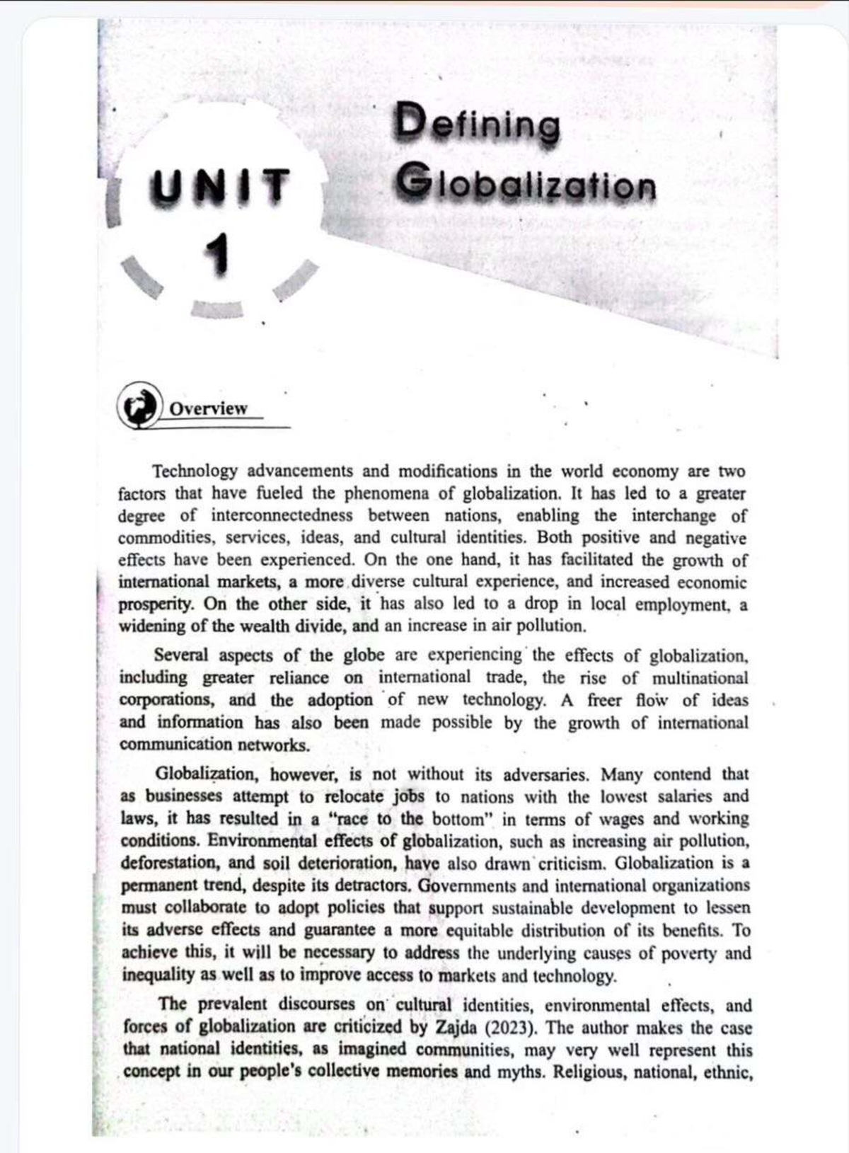 Unit 1-3: Understanding Globalization and Its Impacts - Studocu