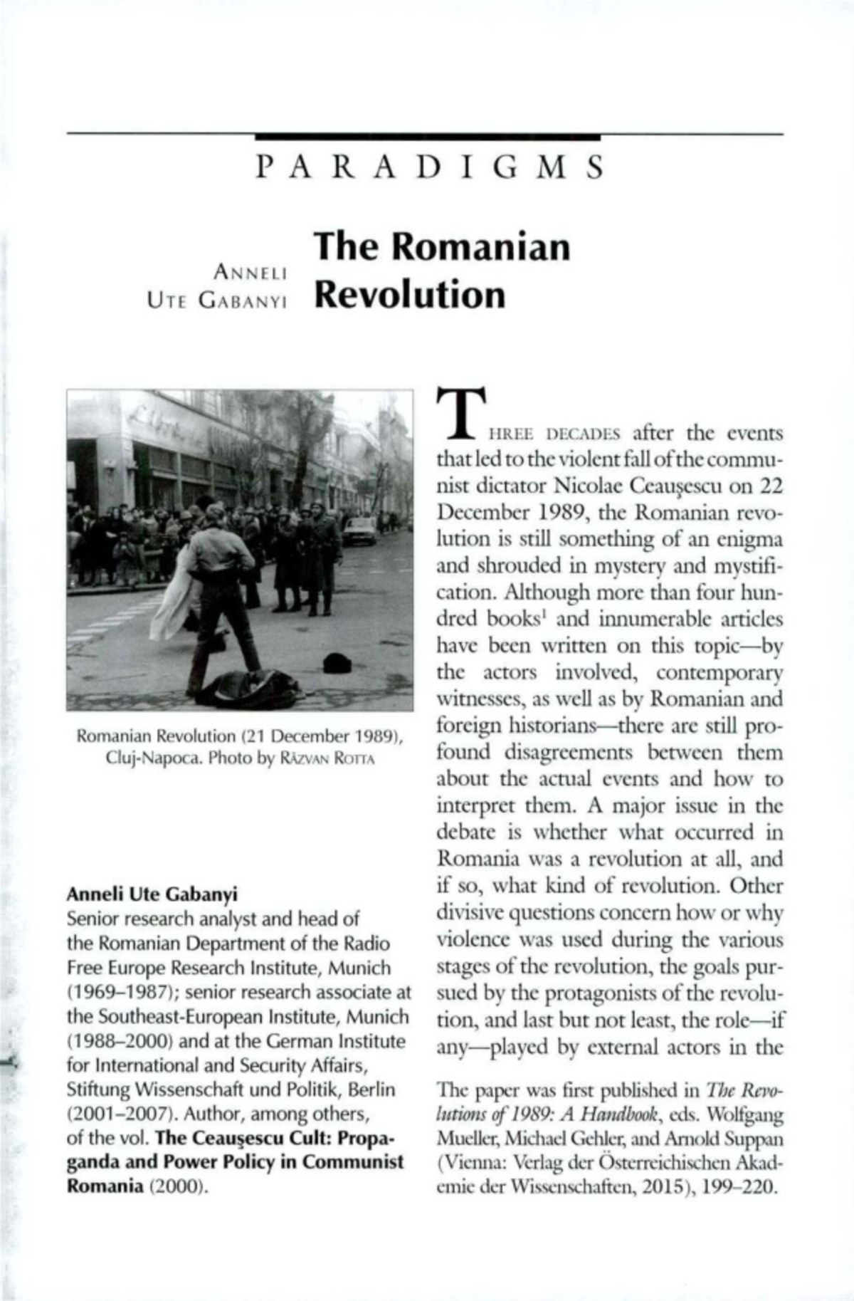 The Romanian Revolution of 1989: Causes, Events, and Consequences (HIST ...