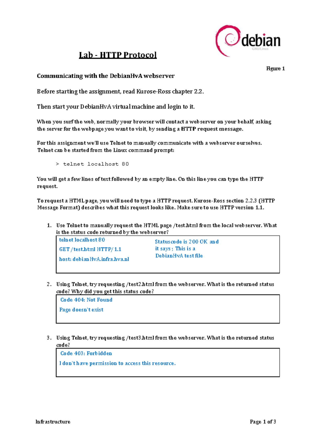 Lab - HTTP protocol - Infrastructure Page 1 of 3 Lab - HTTP Protocol ...
