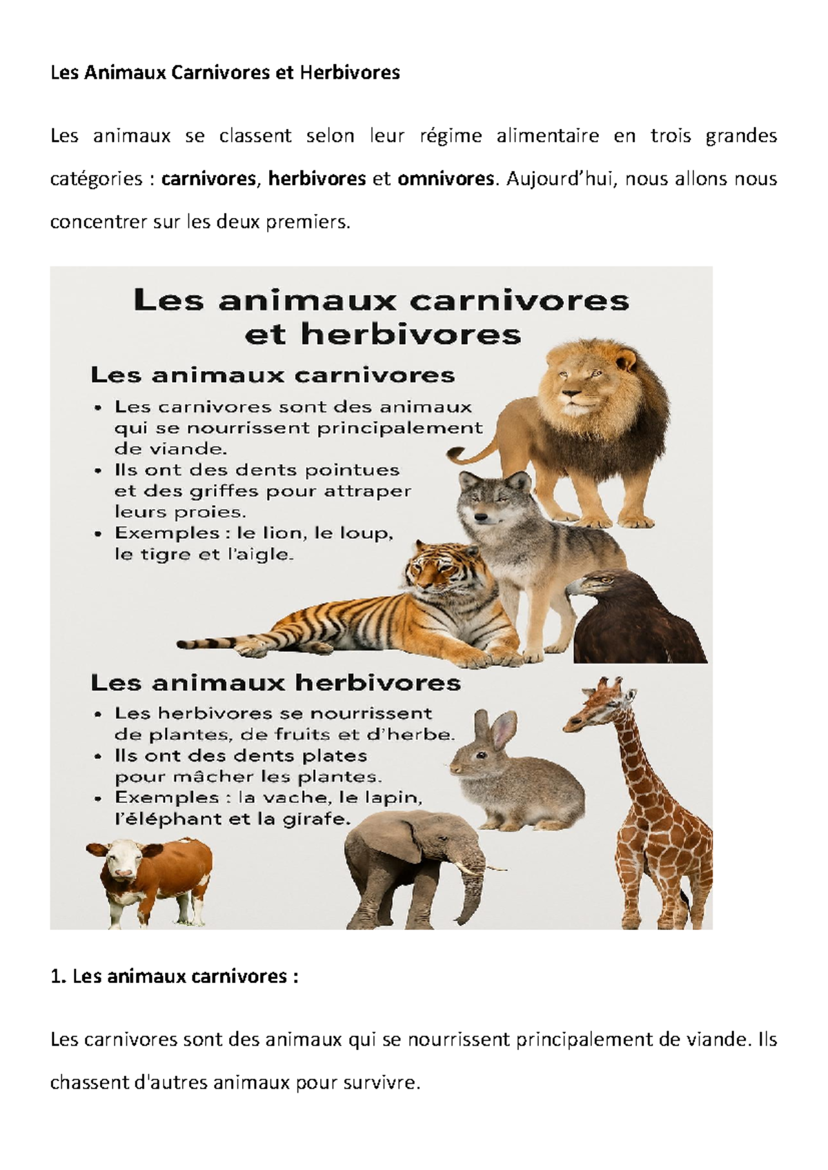 Microéconomie : Cours sur les Animaux Carnivores & Herbivores - Studocu
