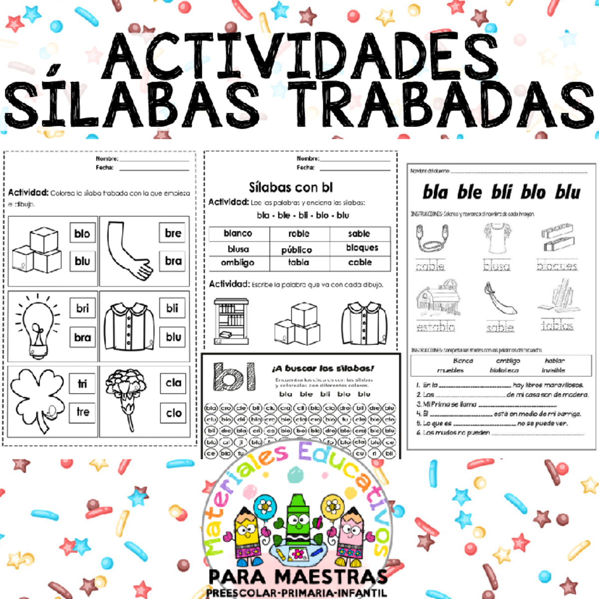 Actividades para Trabajar Sílabas Trabadas - Materiales Educativos ...