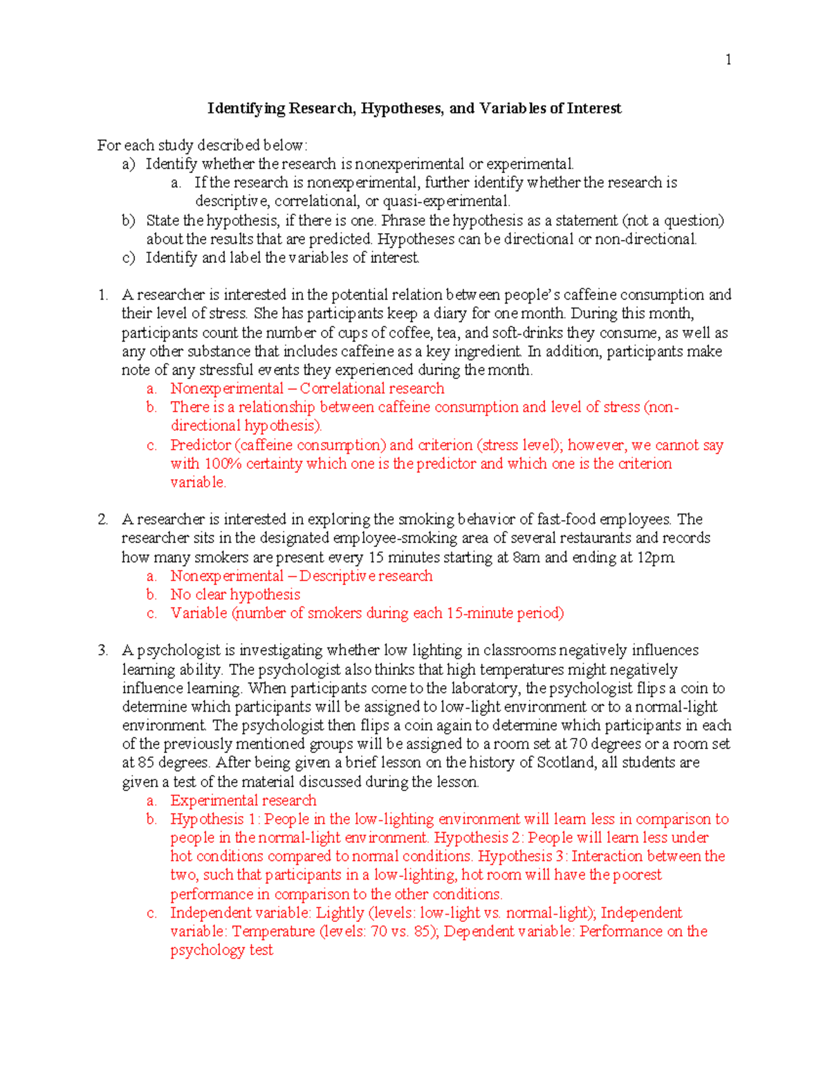 Identifying Research Strategies and Variables Worksheet (PSY 101) - Studocu