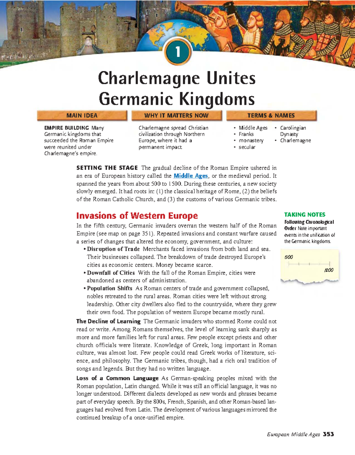 Chp13 Sec1 - Charlemagne and the Unification of Germanic Kingdoms - Studocu