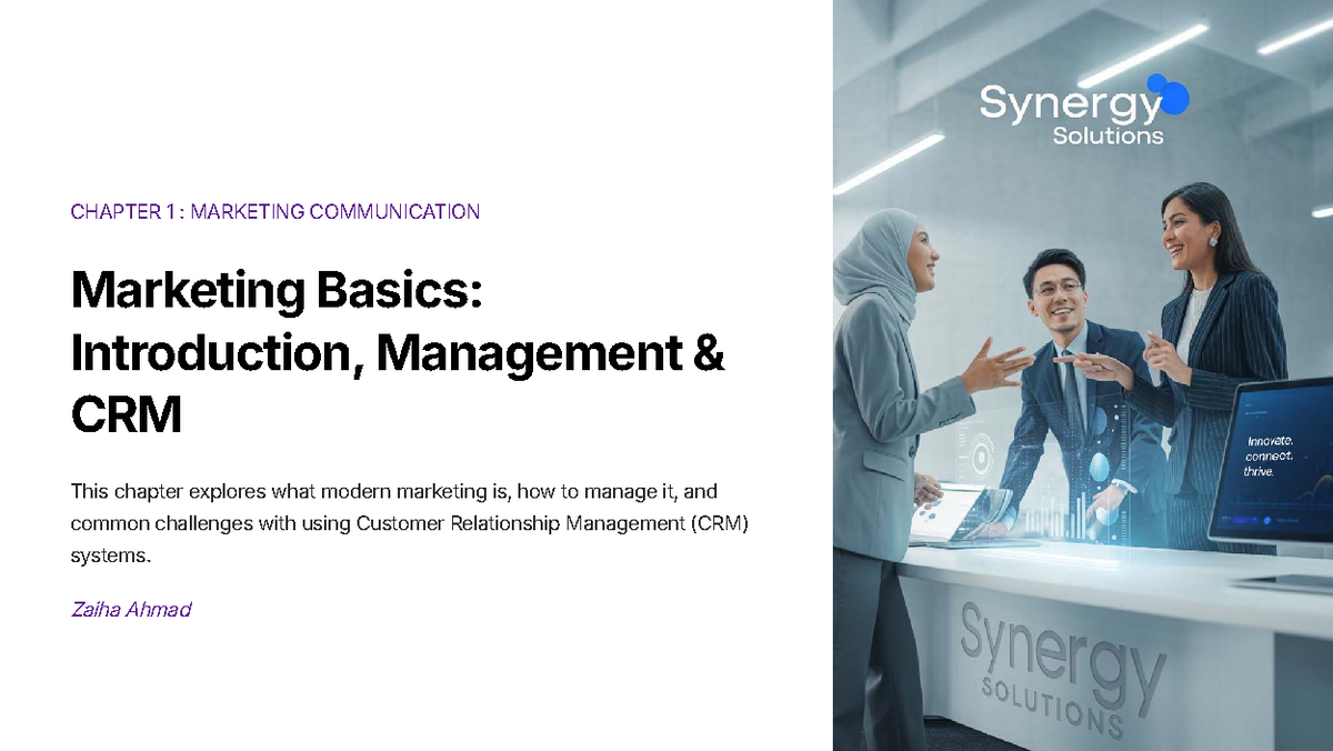CHAPTER 1: MARKETING COMMUNICATION - Understanding CRM and Management ...