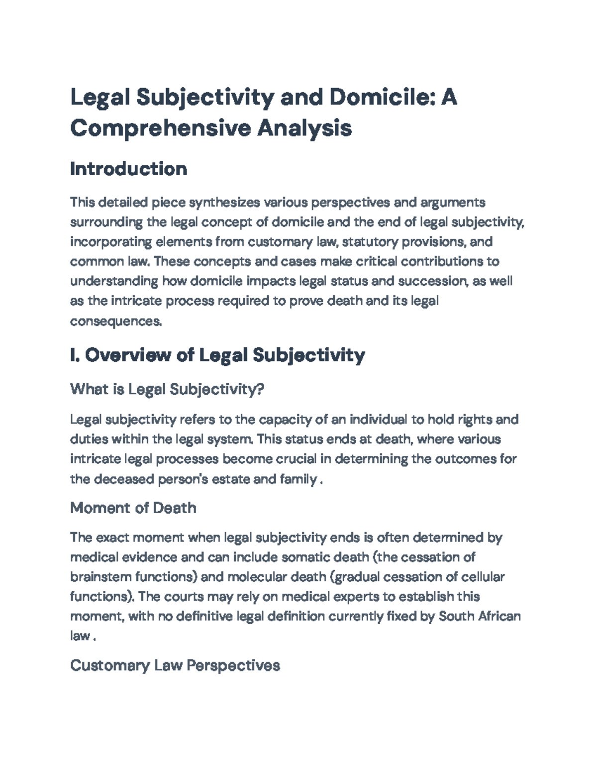 Legal Subjectivity and Domicile: A Comprehensive Analysis for Law 101 ...