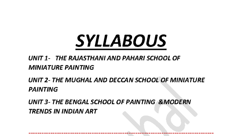 FINE ARTS: Syllabus on Indian Miniature Painting Styles - Studocu