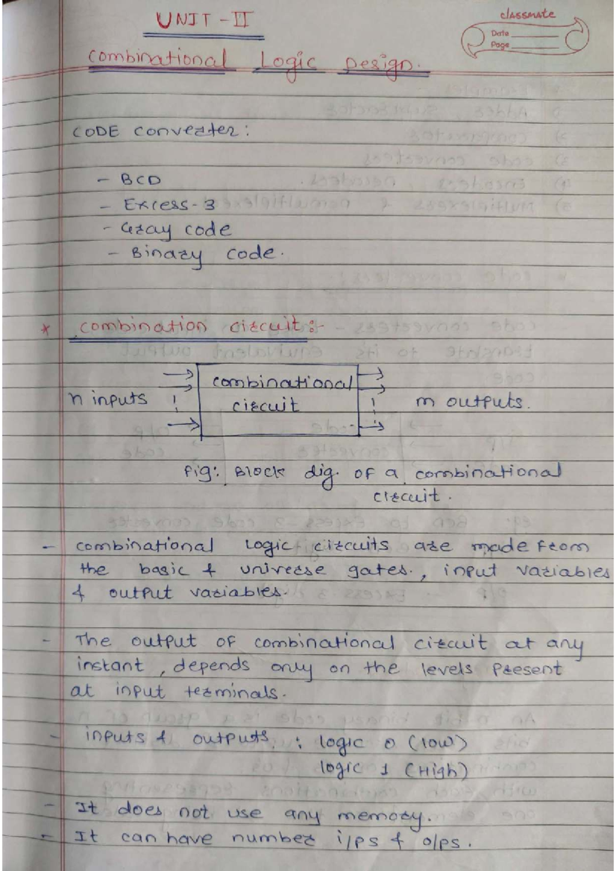 Deld Unit Ii Combinational Logic Design Notes Code Converters