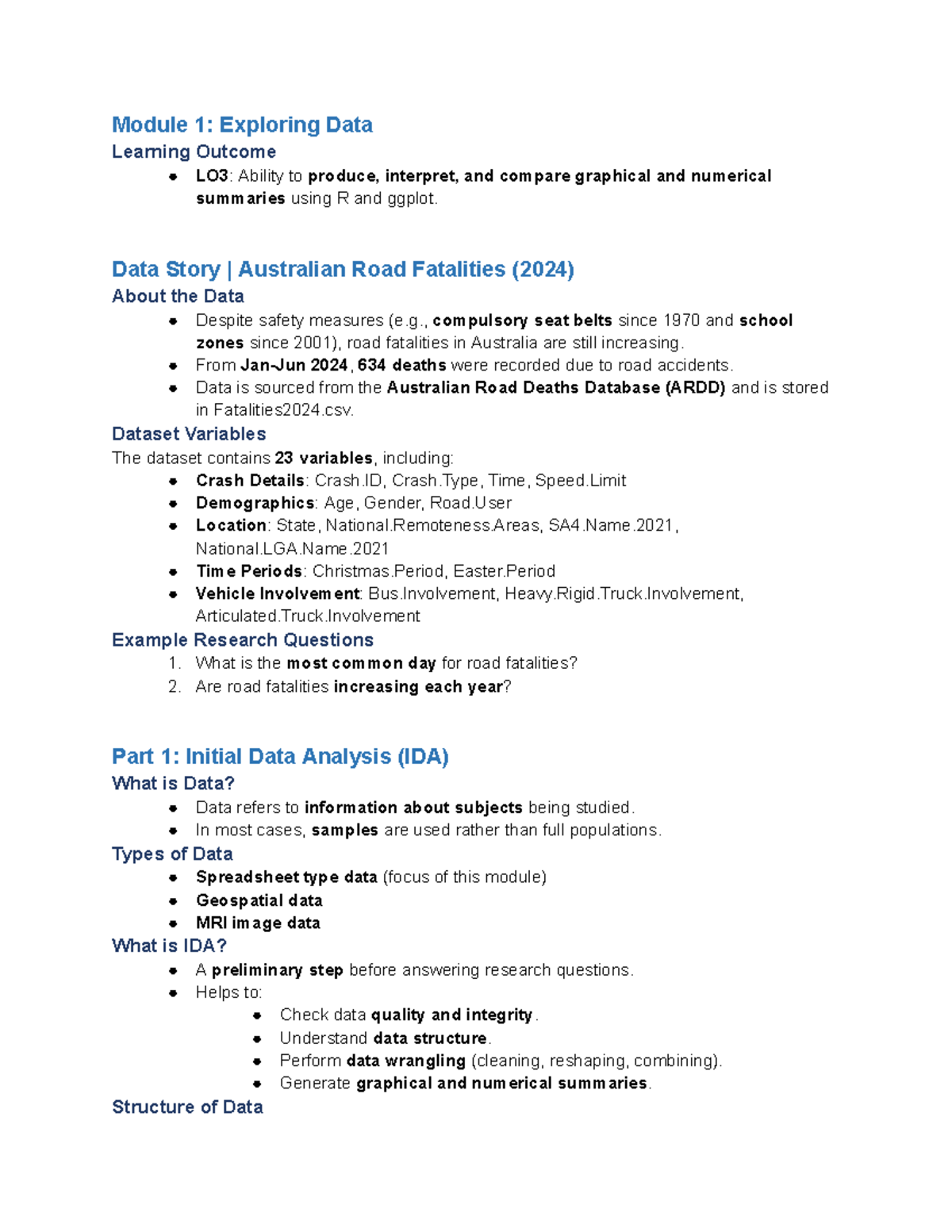 Lecture 2 Notes Module 1 Exploring Data Learning Outcome Lo3