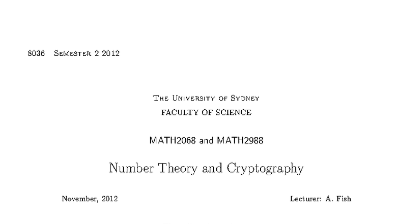 MATH2068-2988 2012 Sample Exam on Number Theory & Cryptography - Studocu