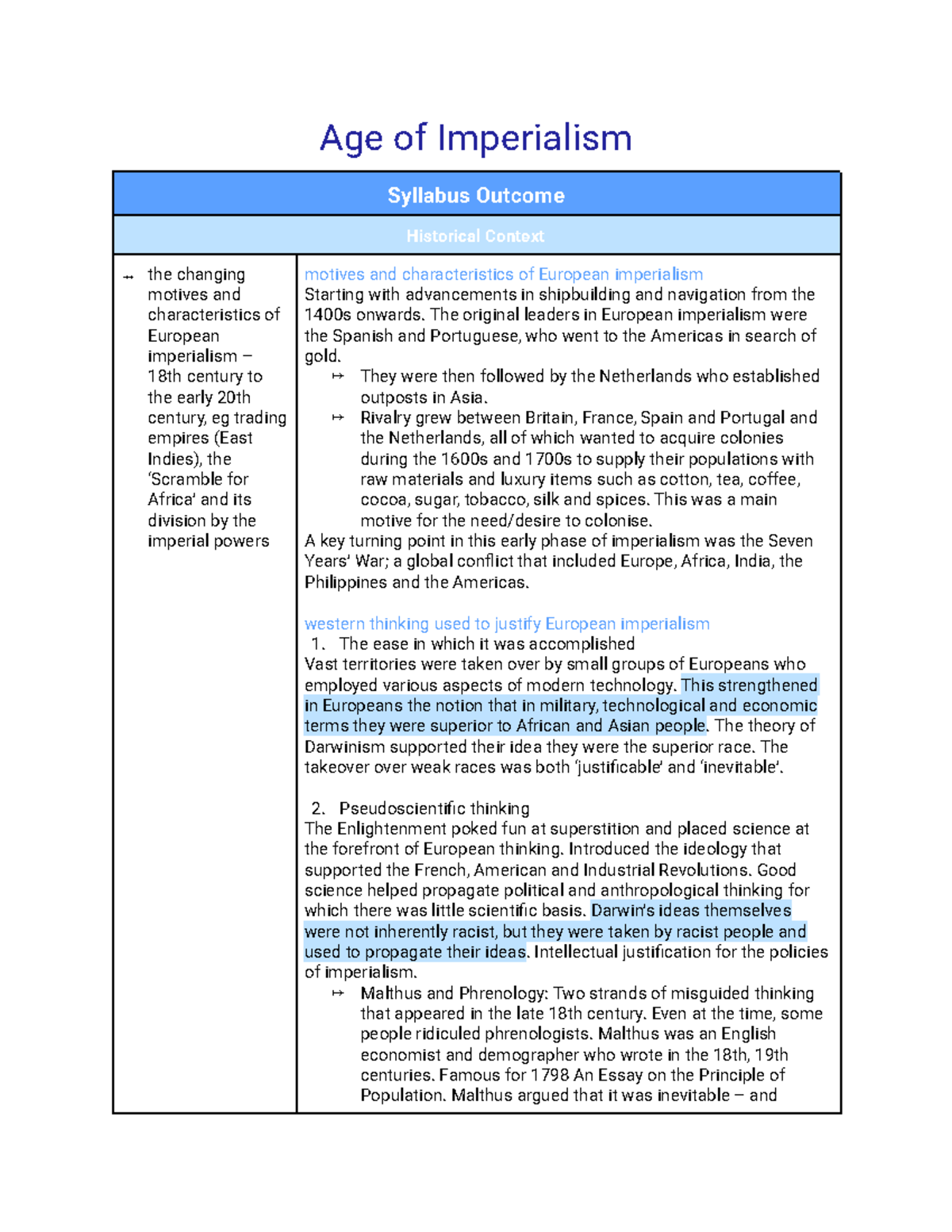 Age of Imperialism: Historical Context and European Motives (HIST 101 ...