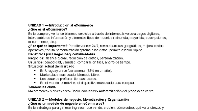 Resumen de eCommerce: Introducción y Modelos de Negocio - Studocu