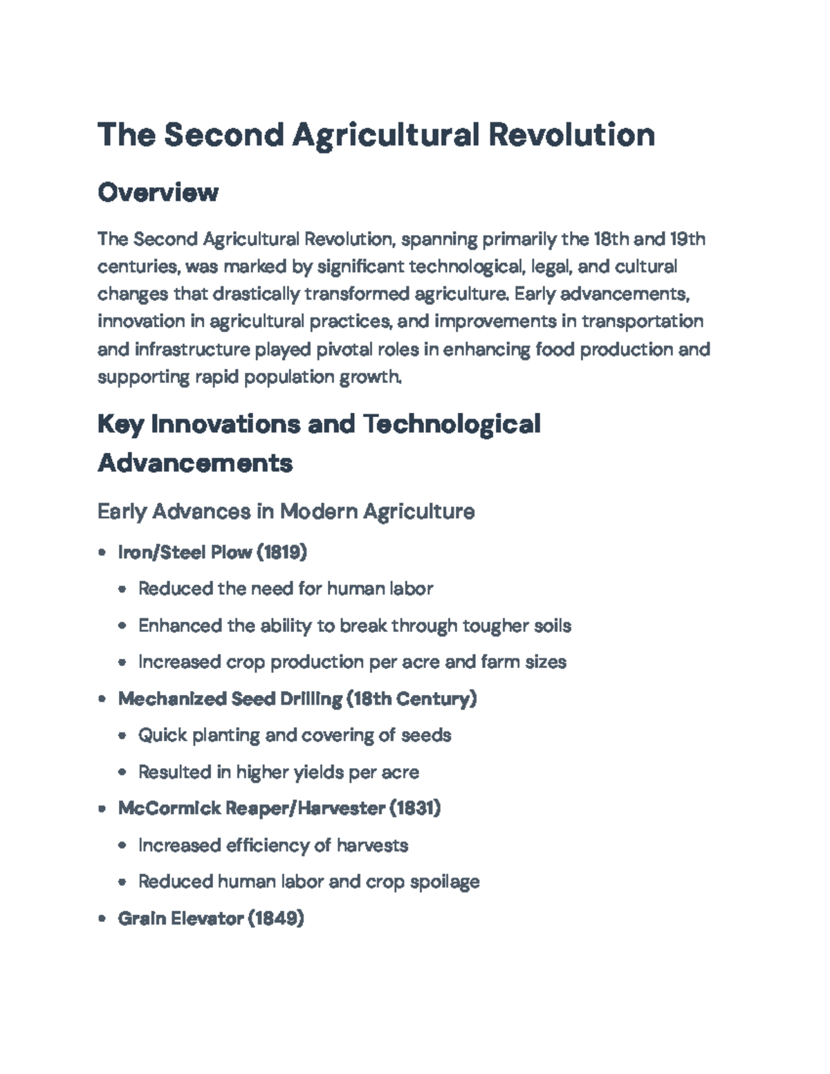 The Second Agricultural Revolution: Innovations, Impacts, and Changes ...