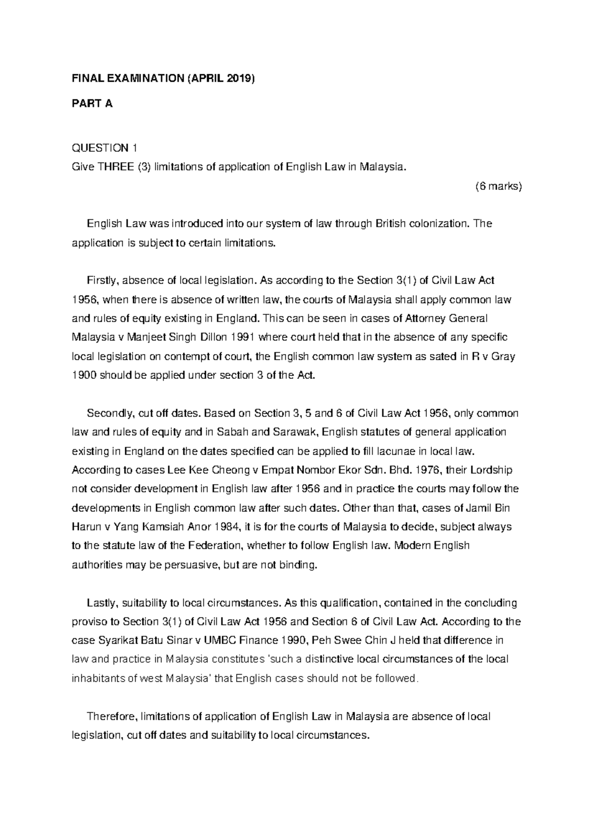 Tutorial LAW033 (Final Exam Review on English Law & Constitution) - Studocu