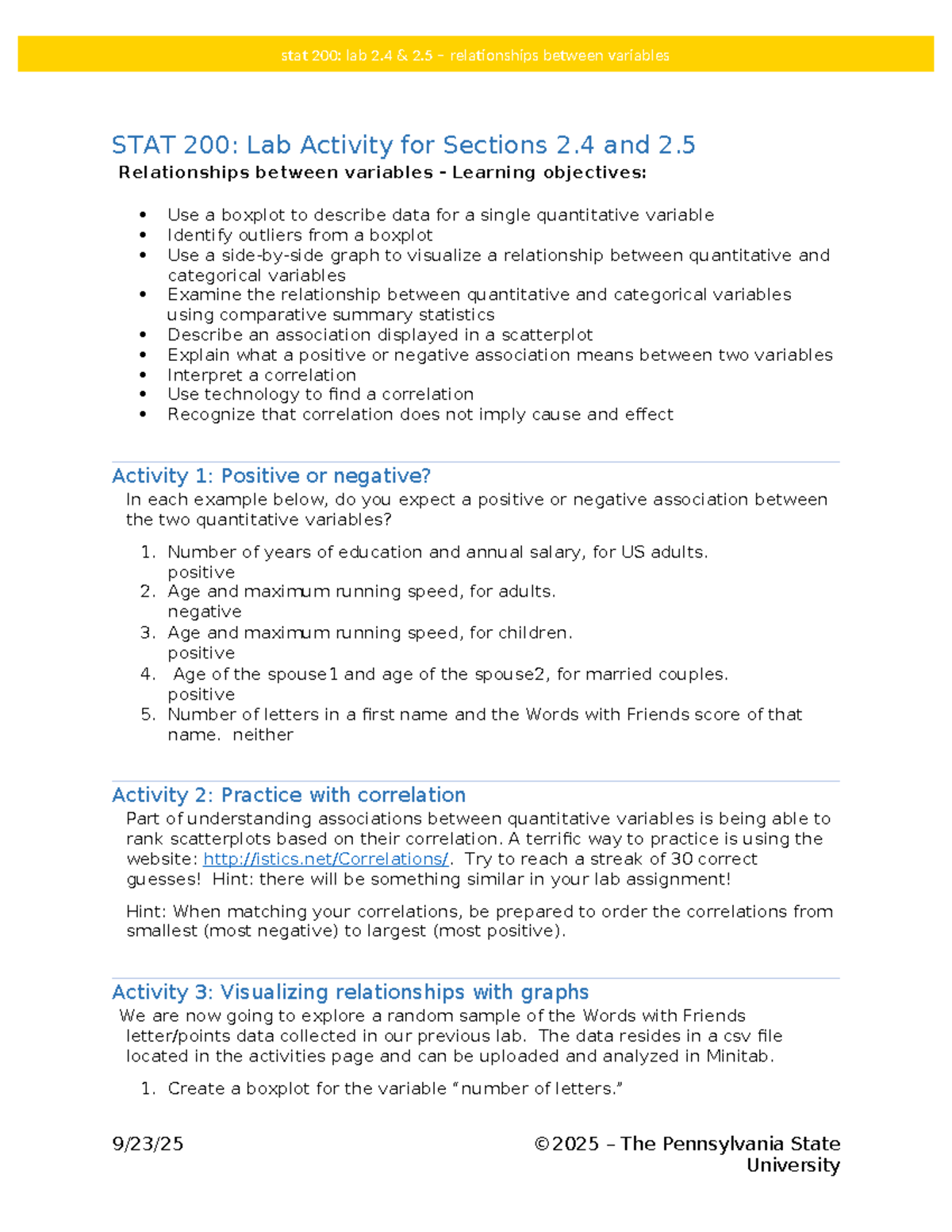 STAT 200: Lab 2.4 & 2.5 - Exploring Relationships Between Variables - Studocu