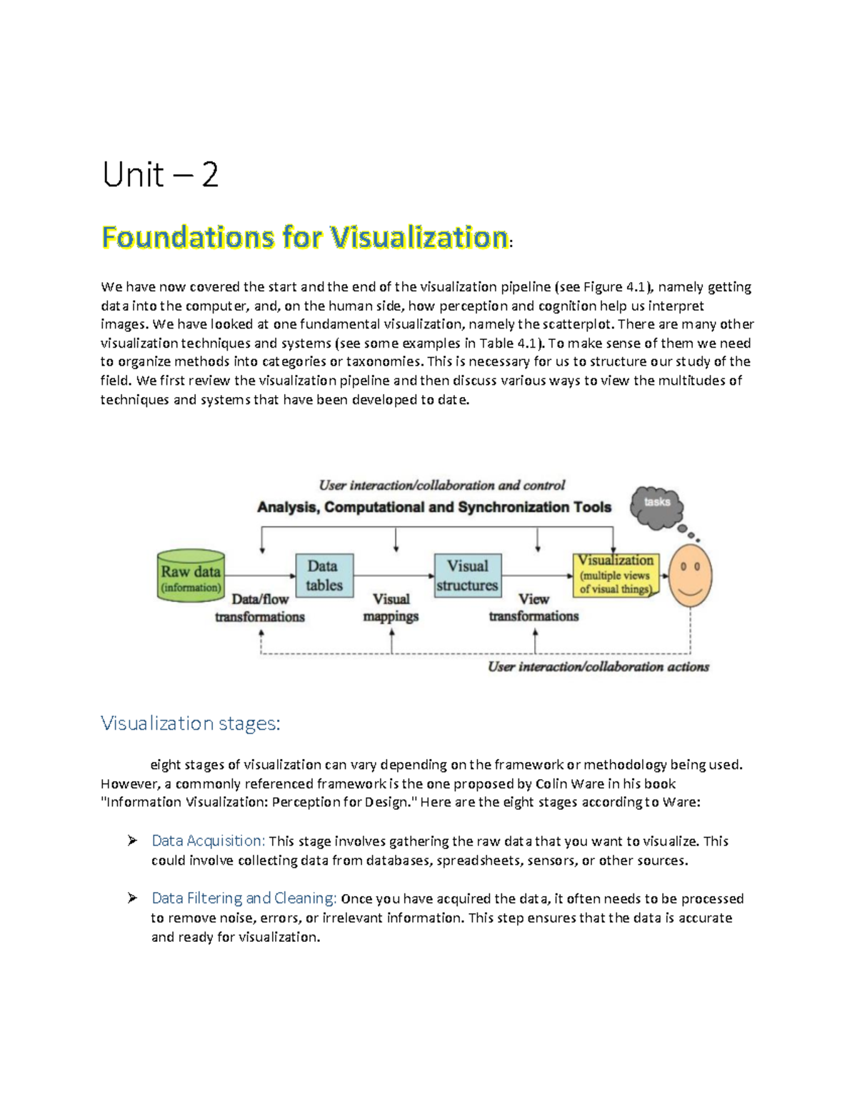 DVT-Unit2 - Notes on Visualization Foundations and Stages - Studocu