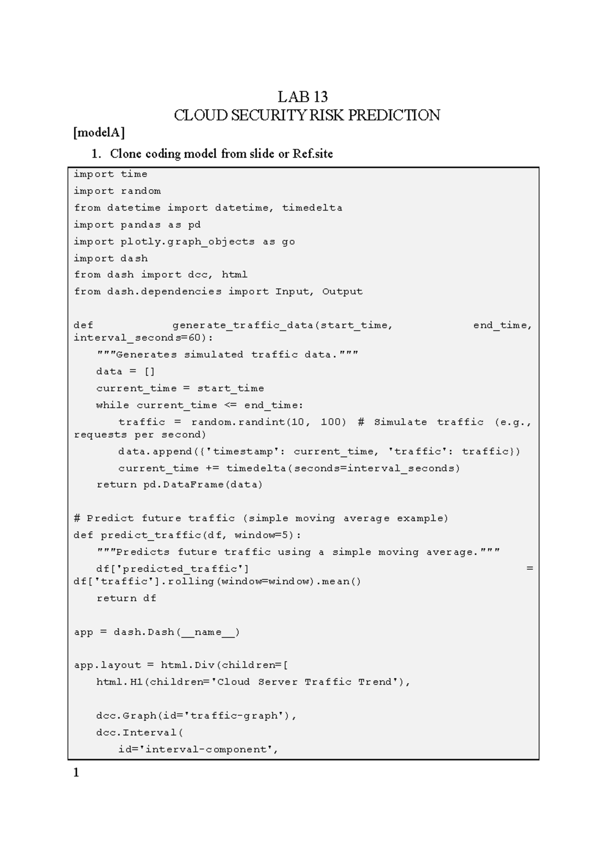 LAB 13: Cloud Security Risk Prediction and Traffic Analysis - Studocu