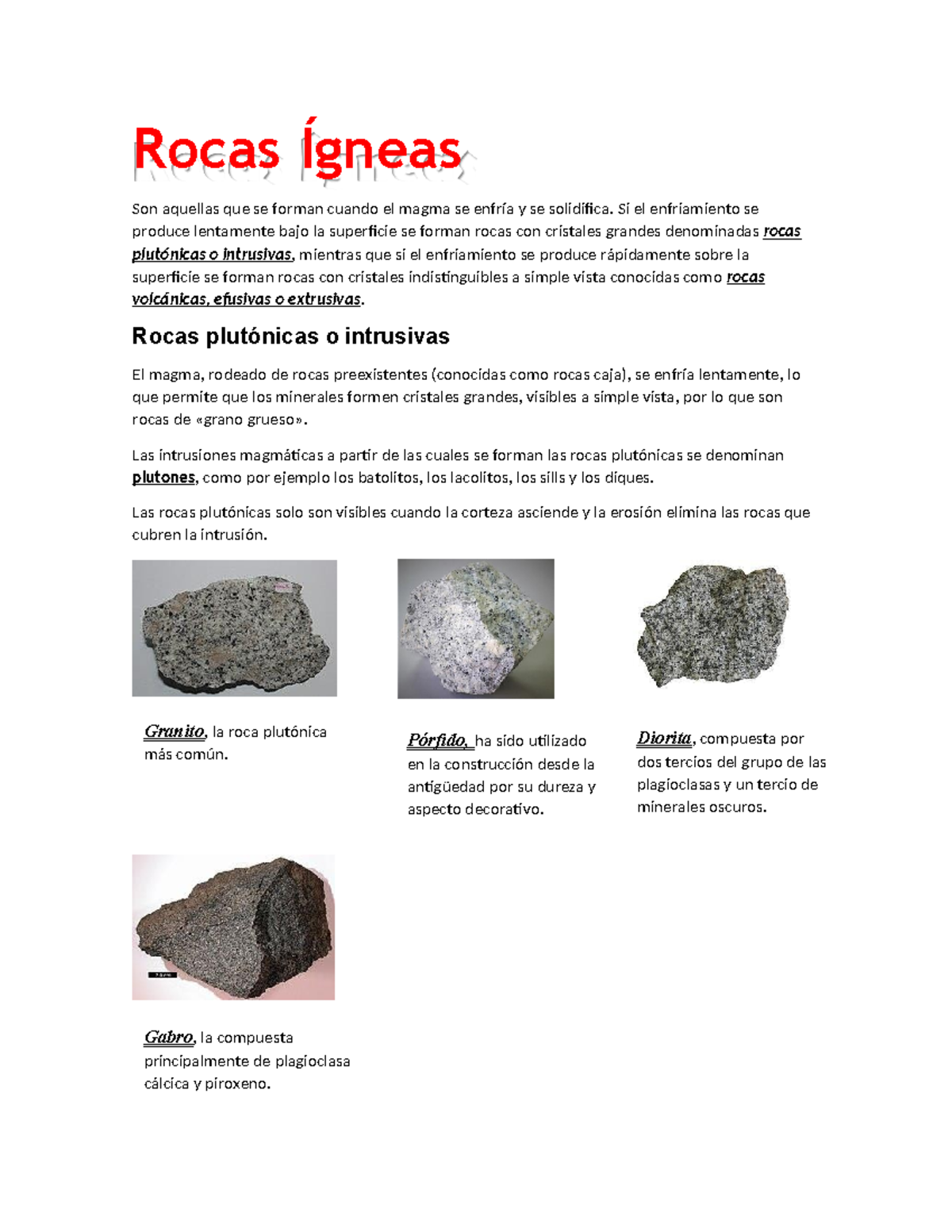 Catálogo de Rocas: Plutónicas, Volcánicas y Metamórficas (Geología ...