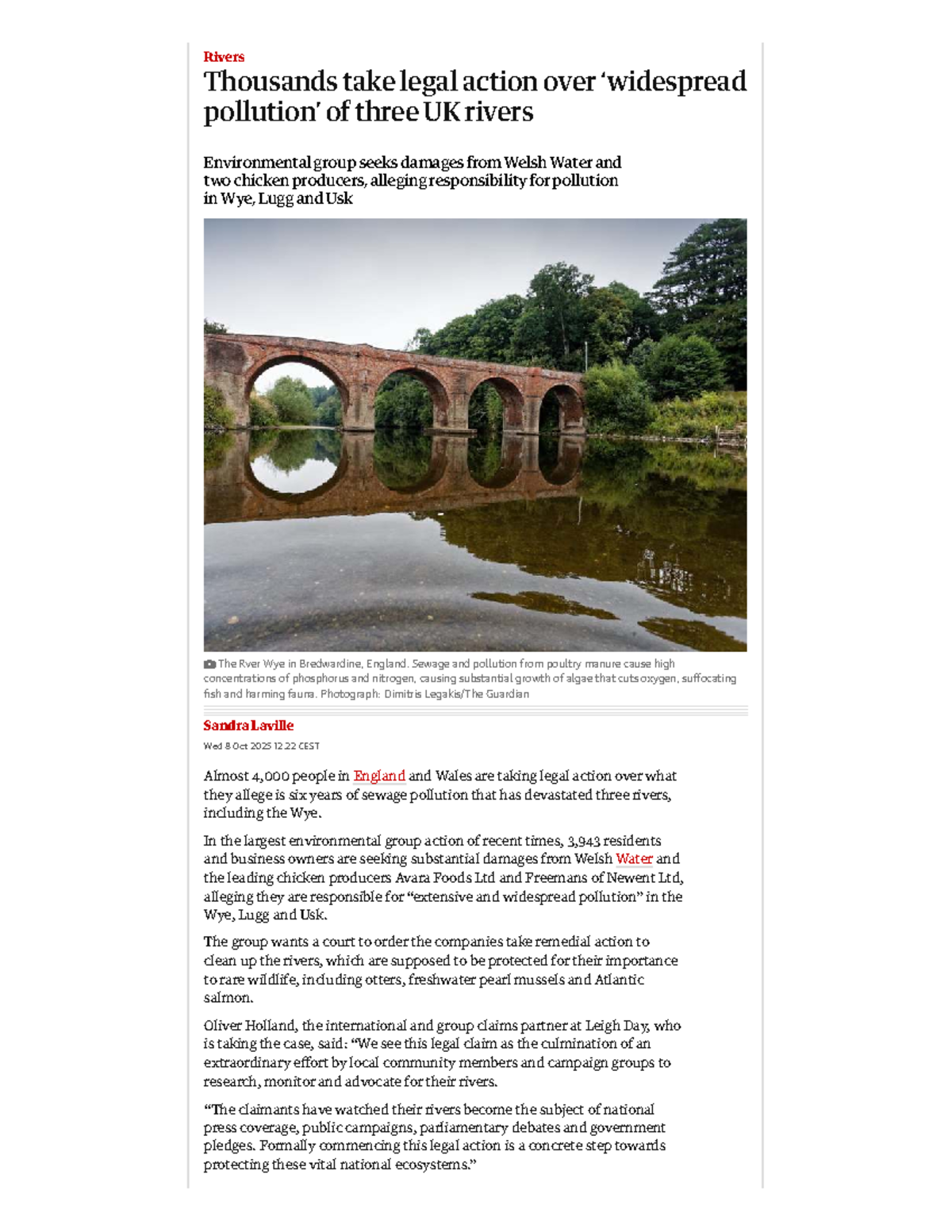 Legal Action Over Pollution in Wye, Lugg & Usk Rivers: A Community ...