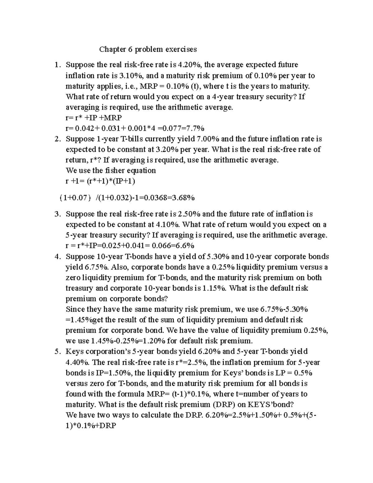 Chapter 6 problem exercises - Chapter 6 problem exercises Suppose the ...