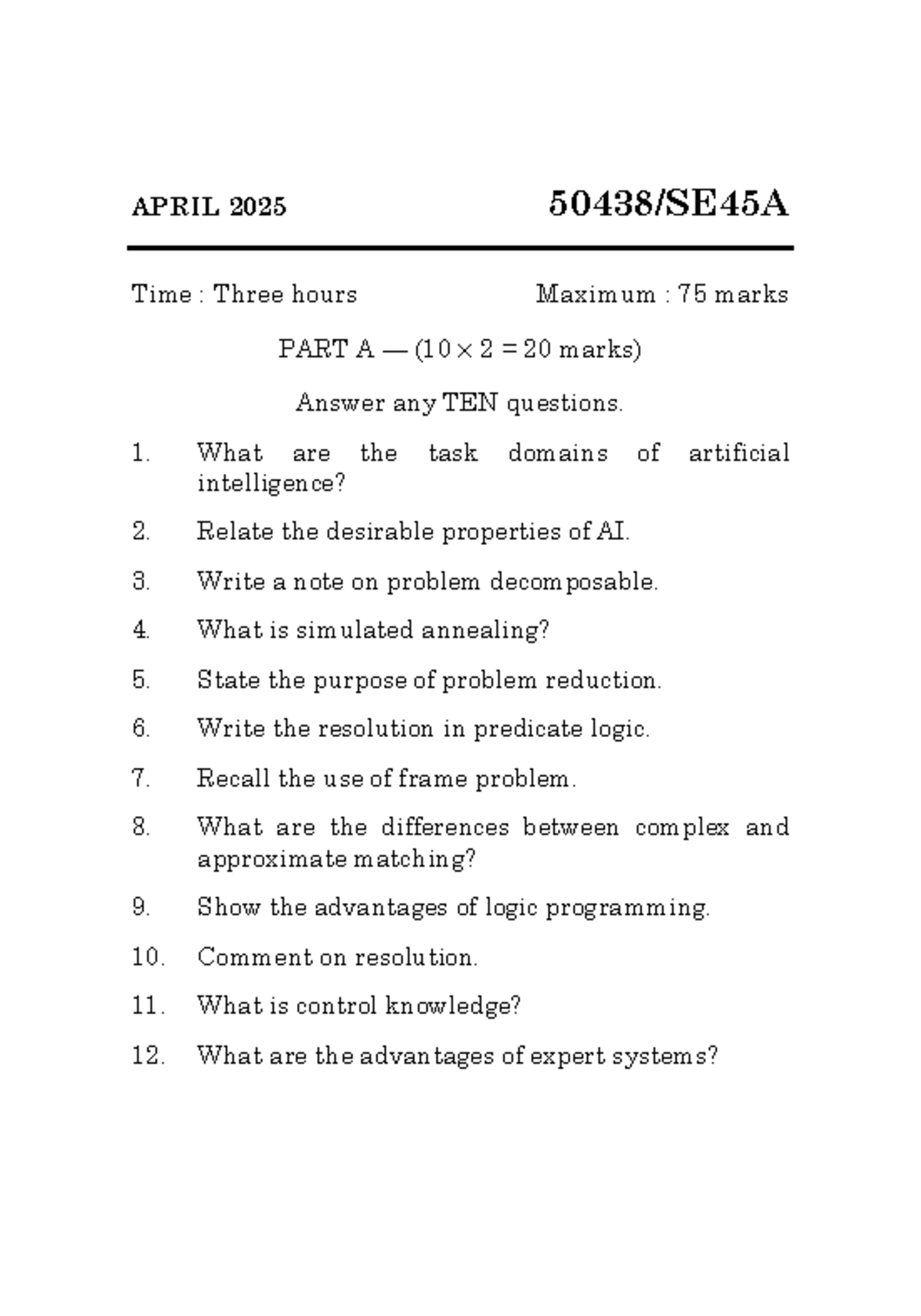 AI Concepts and Problem Solving - APR-2025 Final Exam Notes - Studocu