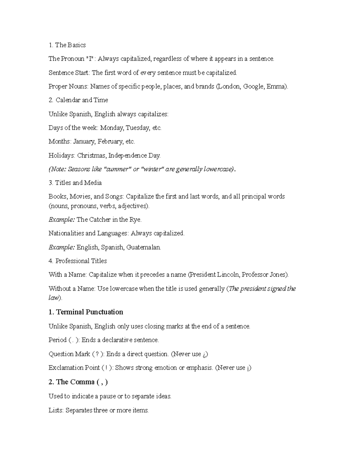ENG 101: Capitalization and Punctuation Rules Guide - Studocu