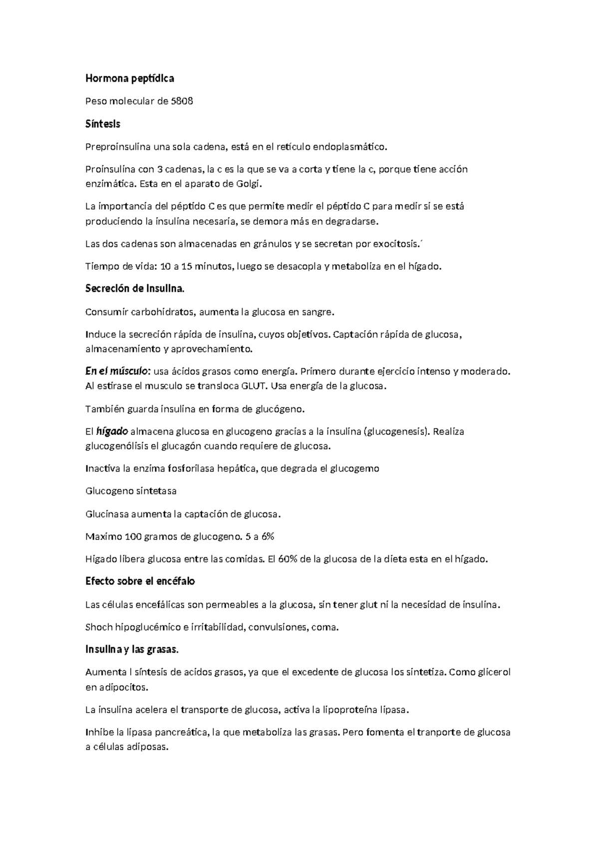 Apuntes de Páncreas: Hormonas y Metabolismo (BIO101) - Studocu