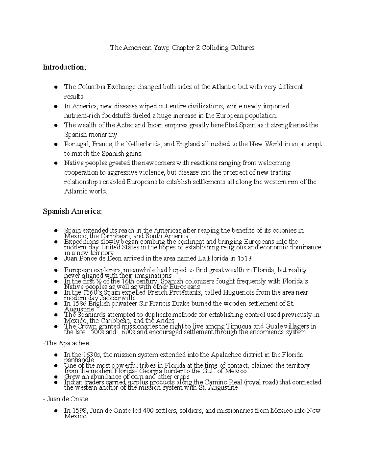 American Yawp Chapter 2: Colliding Cultures and the Columbian Exchange ...