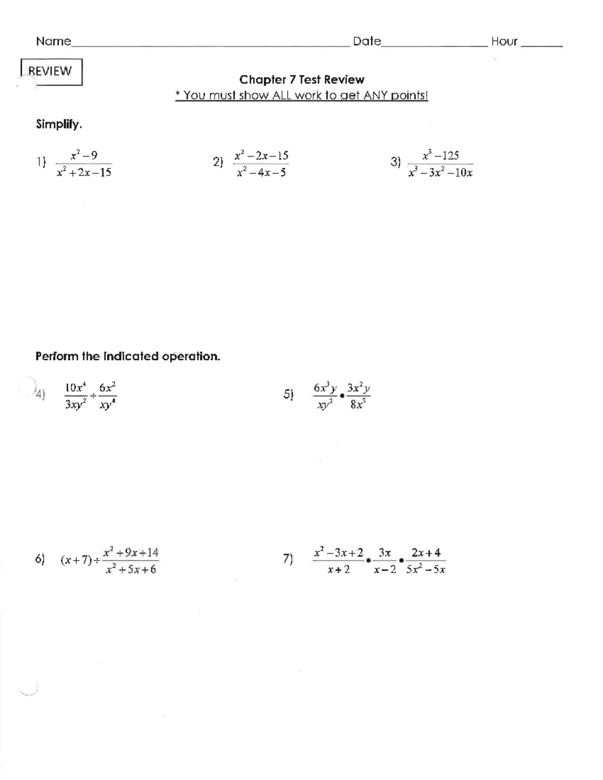 Chapter 7 Test Review with Answers (Math 101) - Studocu